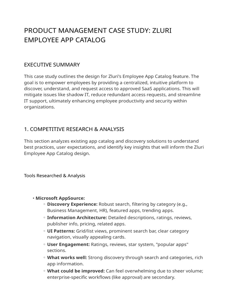 Zluri Employee App Catalog Case Study | PDF | Performance Indicator ...