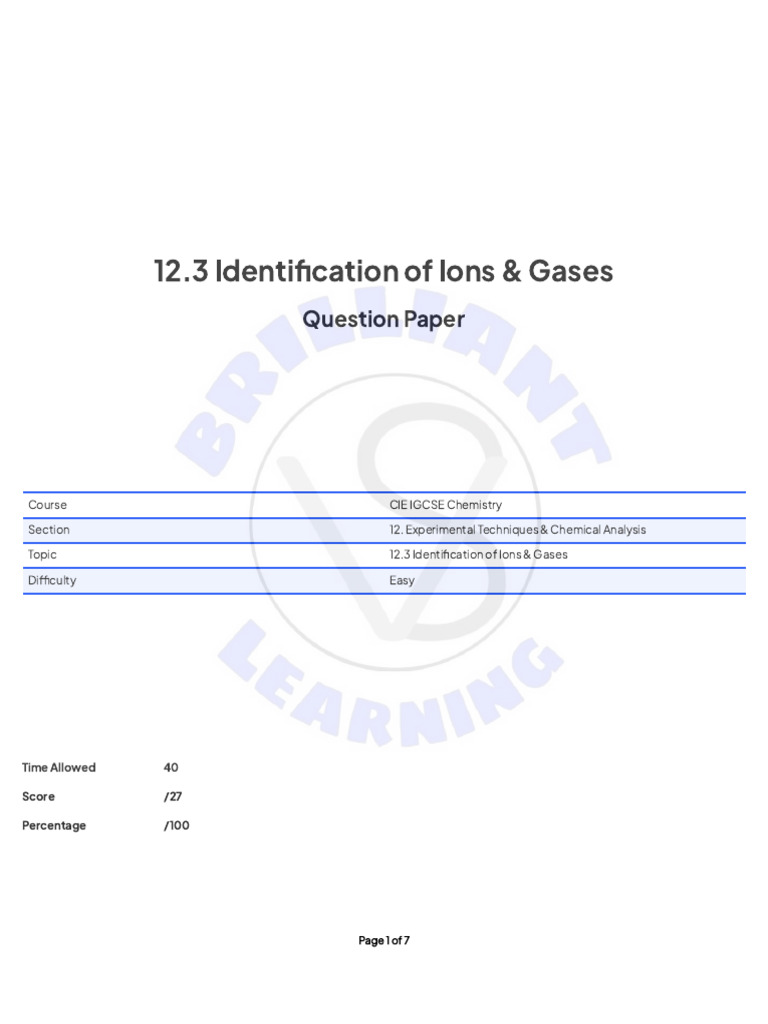 Identification of Ions Gases Easy | PDF | Nitrate | Magnesium