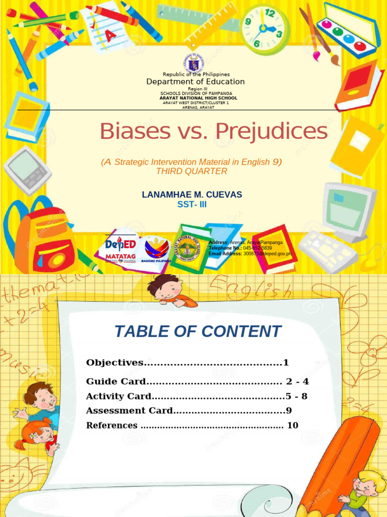 Biases vs. Prejudices in English 9 | PDF | Bias | Prejudices