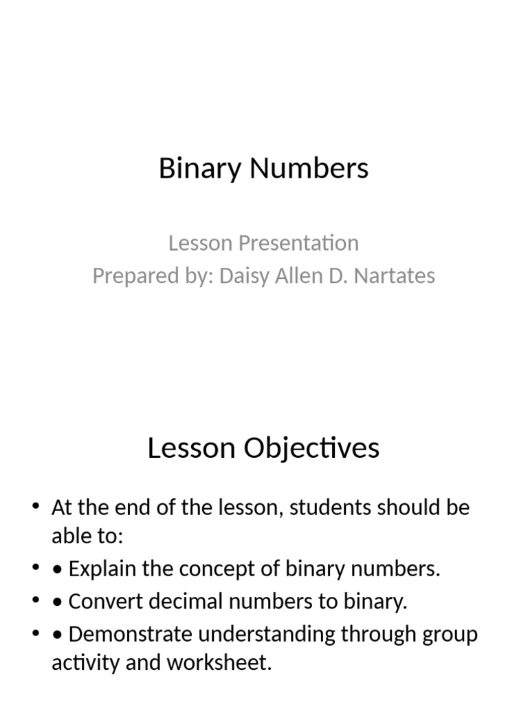 Binary Numbers Presentation Pdf