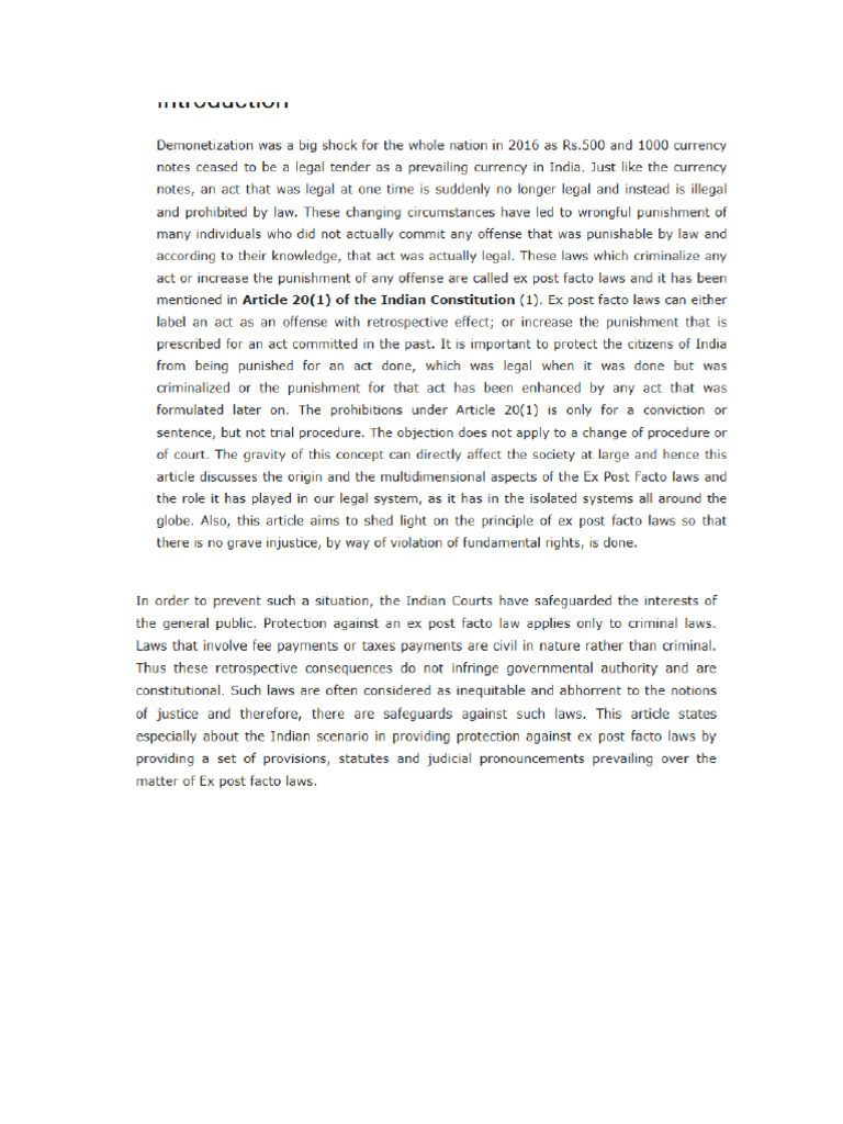 Ex Post Facto Laws | PDF