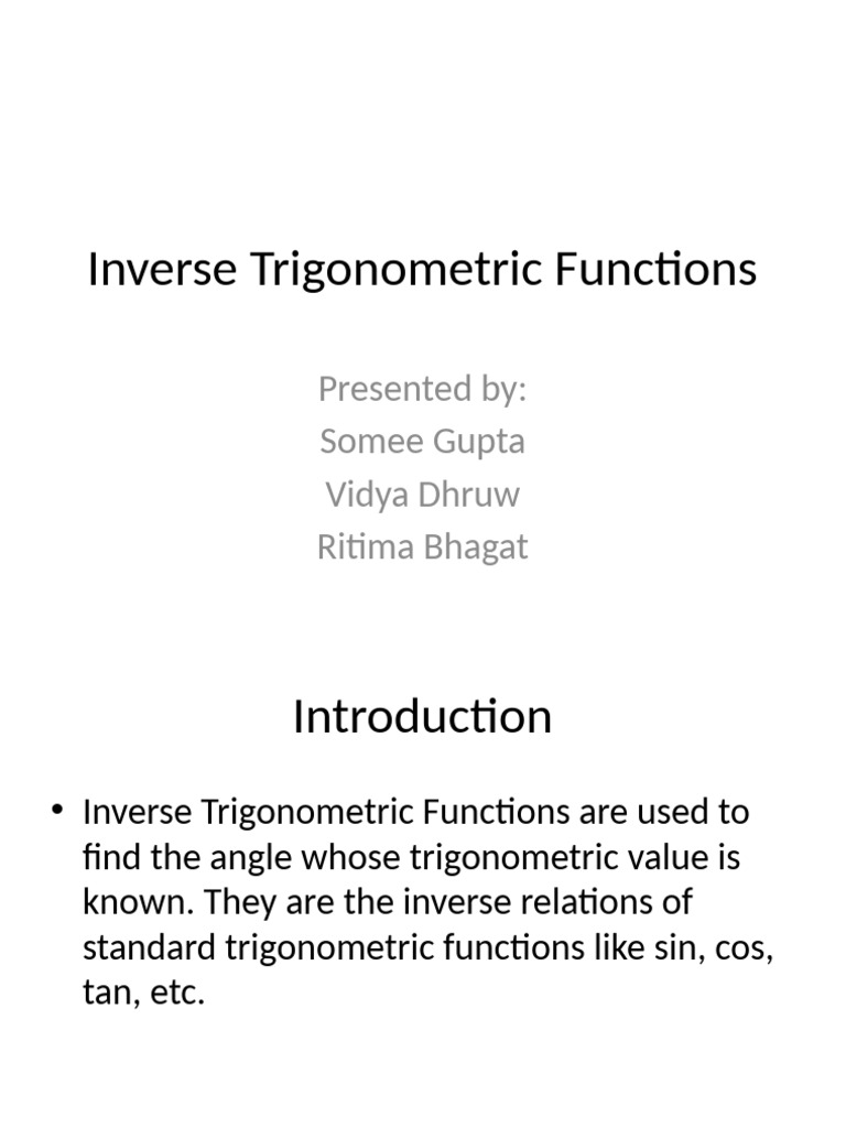 Understanding Inverse Trigonometric Functions | PDF | Trigonometric ...
