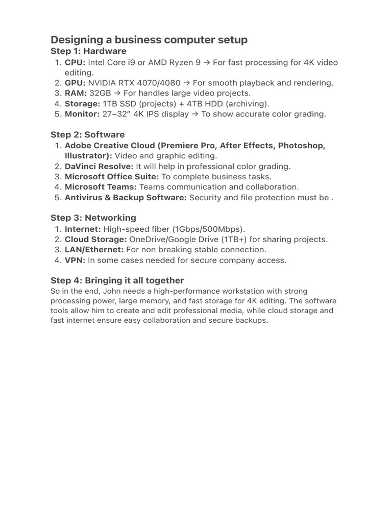 Designing A Business Computer Setup | PDF