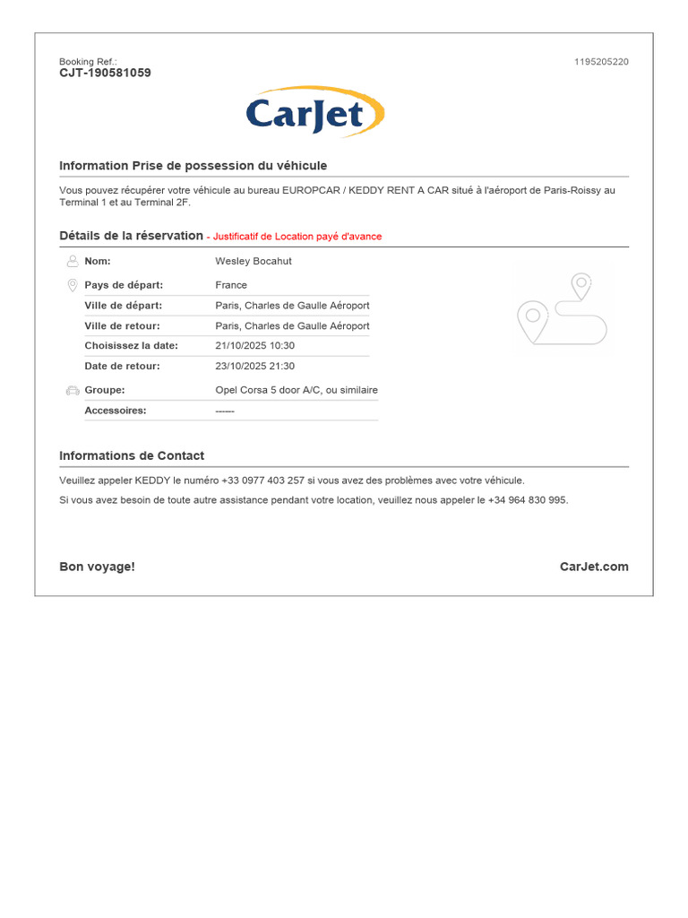 Récupération véhicule Keddy à CDG | PDF | Permis de conduire | Location ...