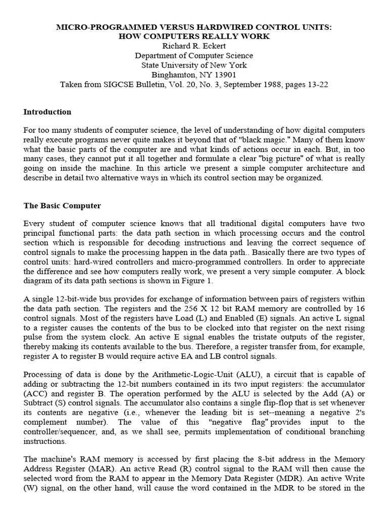 Case Study-Micro-Programmed Versus Hardwired Control Units-How Computers Really Work | PDF ...
