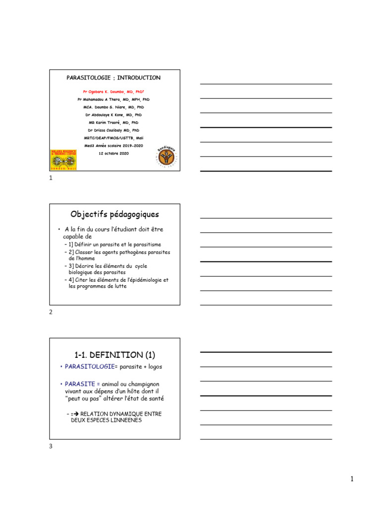 Introduction à la parasitologie humaine | PDF | Parasitisme | Paludisme