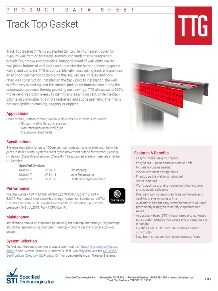 PDS TTG Track Top Gasket English | PDF | Wall | Drywall