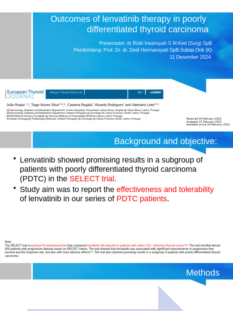 Outcomes of Lenvatinib Therapy in Poorly | PDF | Clinical Trial | Ct Scan