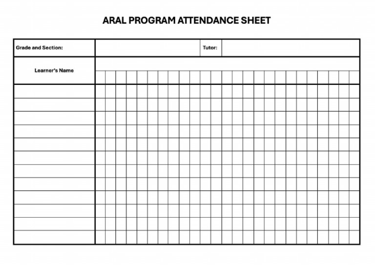 Aral Attendance Sheet | PDF