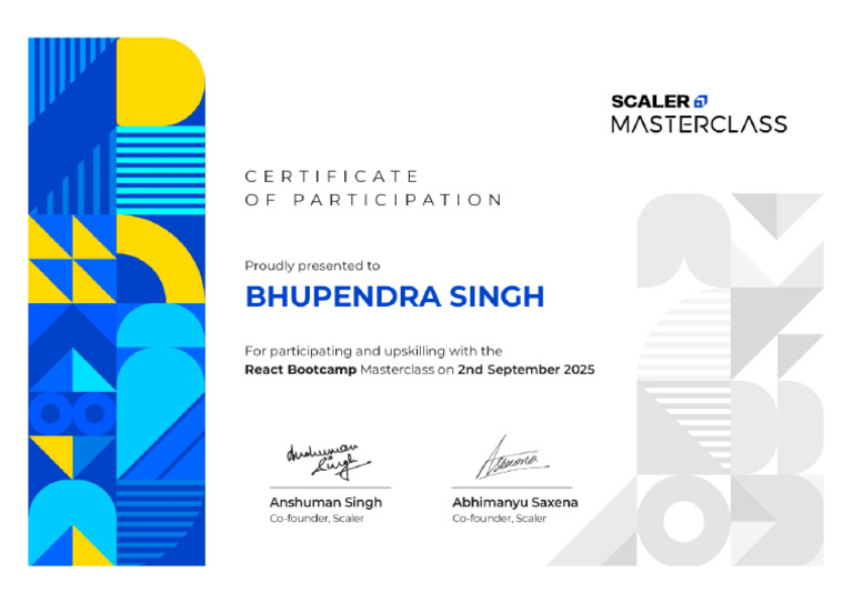 Certificate _ React Bootcamp | PDF