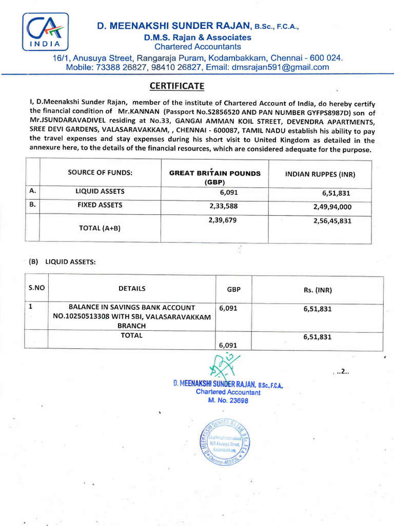 Financial Certificate for Travel Expenses | PDF | Financial Services