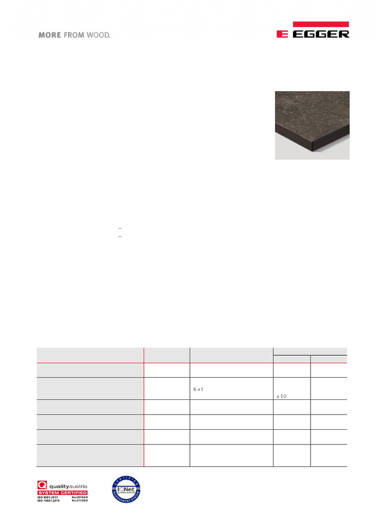 EGGER Compact Laminate Worktop Specs | PDF | Countertop | Engineering ...