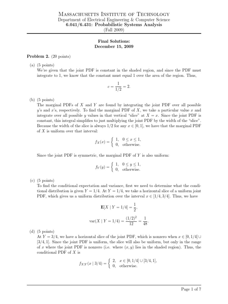 MIT6 041F10 Final f09 Sol | PDF | Probability Density Function | Normal ...
