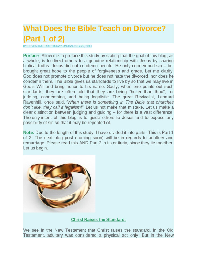 REVEALINGTRUTHTODAY - What Does The Bible Teach On Divorce (Part 3 ...