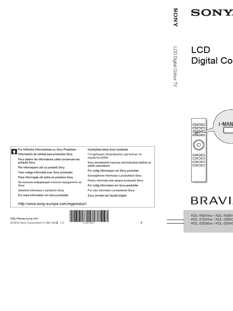 Manual de Instruções Sony KDL-40EX600 (Português - 334 Páginas) | PDF
