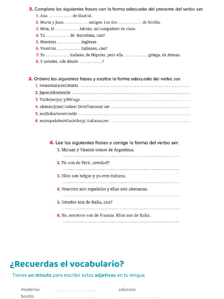 Adjetivos y el verbo "tener" en español | PDF