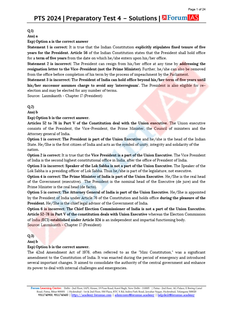 PTS 2024 Test 4 Solutions Overview | PDF | Oath Of Office | Pardon
