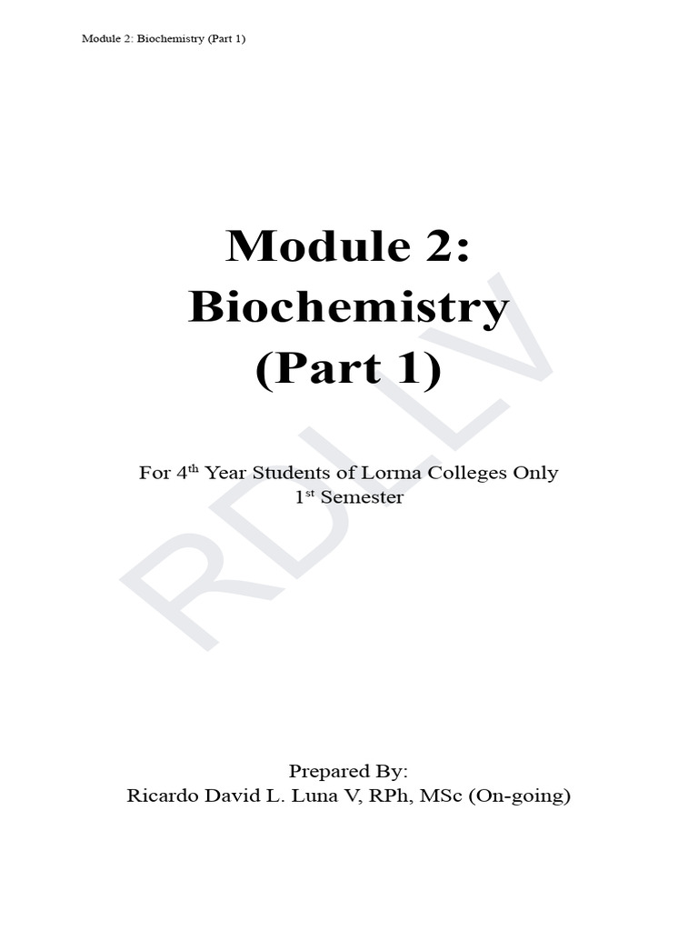 Student's Copy - Module 2 - Biochemistry (Part 1) | PDF | Enzyme ...