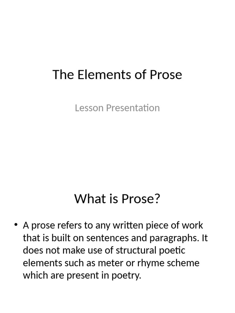 Elements of Prose Presentation | PDF