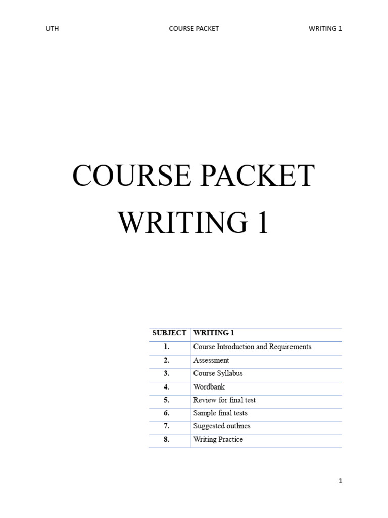 Course Packet-Writing 1 - Sts | PDF | Language Mechanics | Syntax