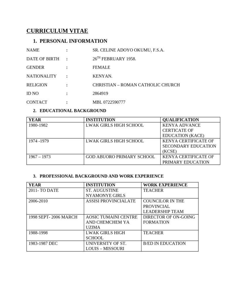 Celine Adoyo Okumu CV Summary | PDF