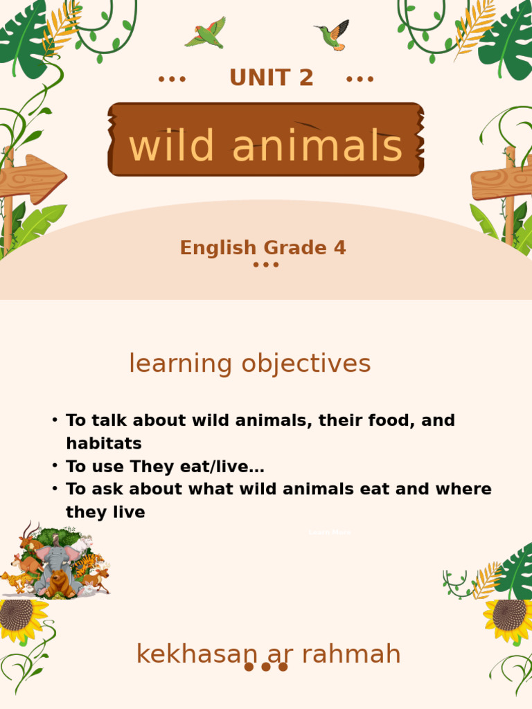 Unit 2 (Wild Animals) Grade 4 | PDF