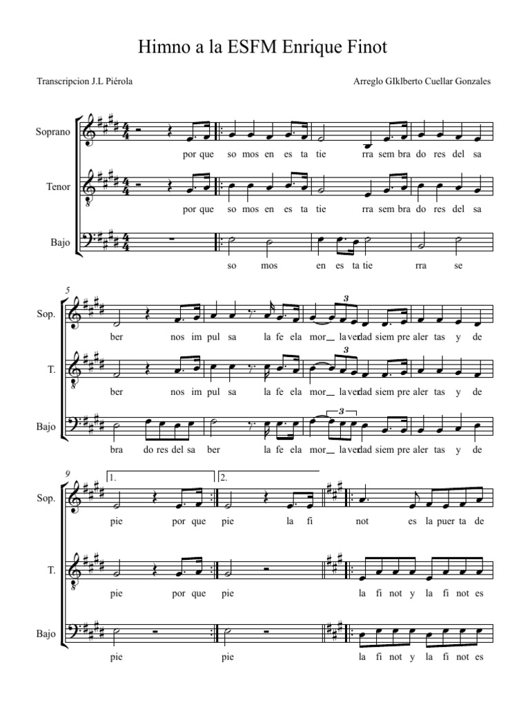 Himno a la ESFM: Arreglo Musical | PDF
