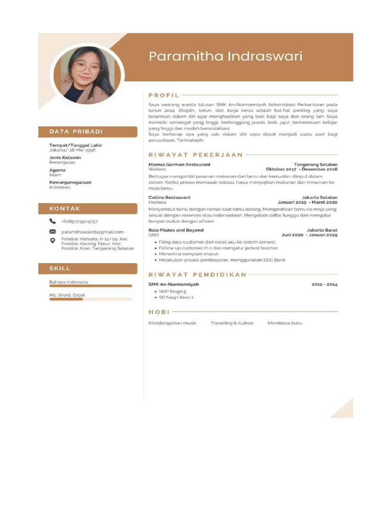 Paramitha Indraswari CV 1dikompresi 1 7 1 | PDF