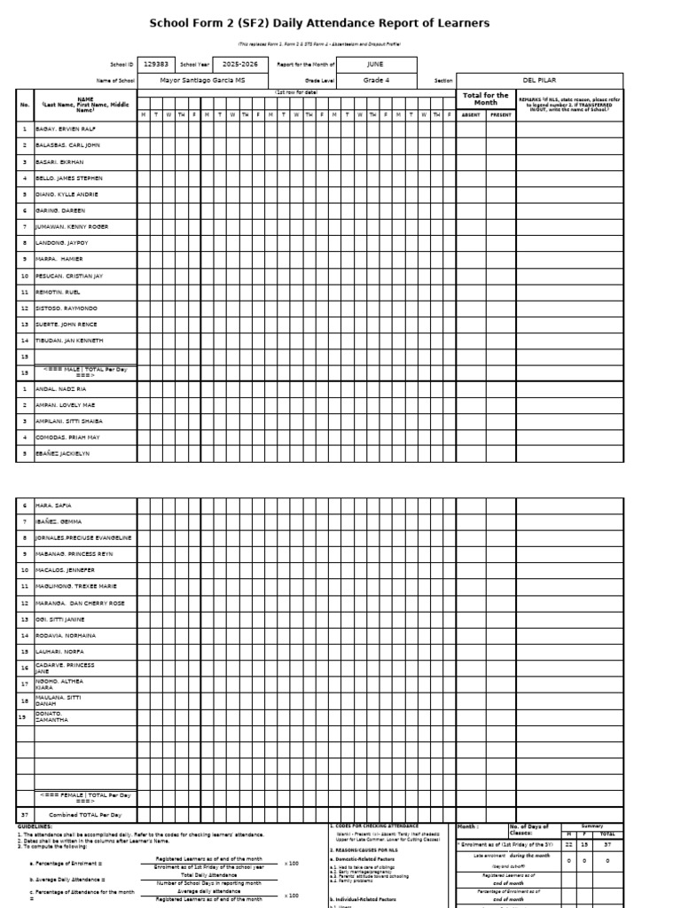 Sf2 - 2024 - Grade 4 - Del Pilar | PDF