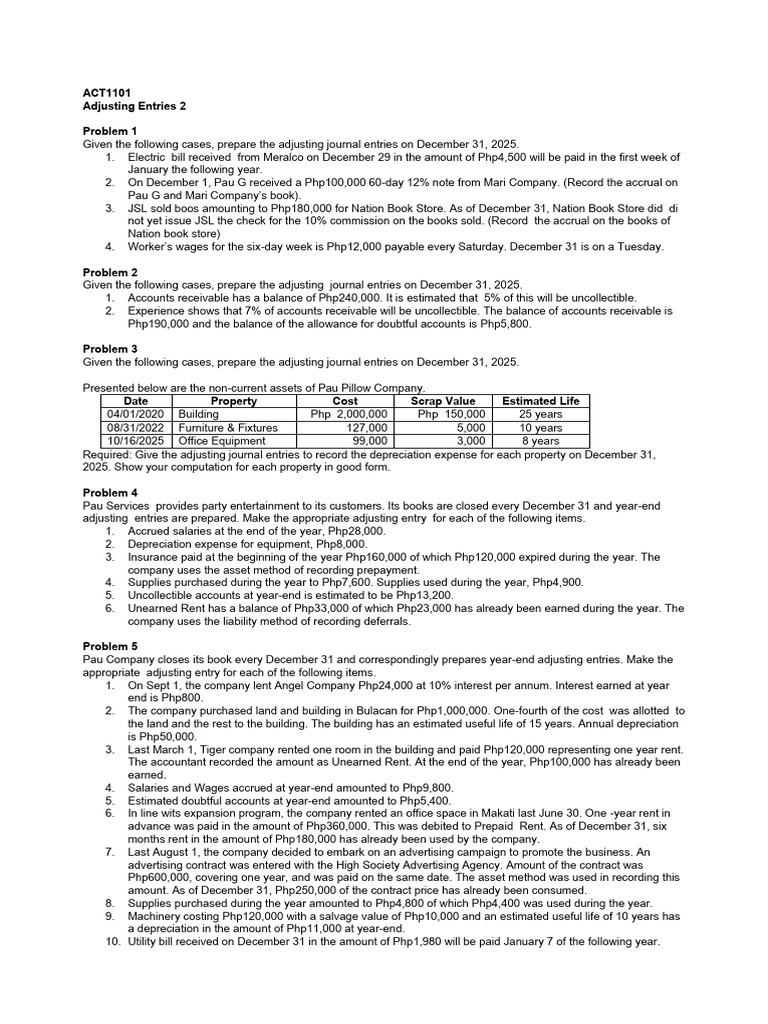 Adjusting Entries - 2 | PDF | Expense | Depreciation