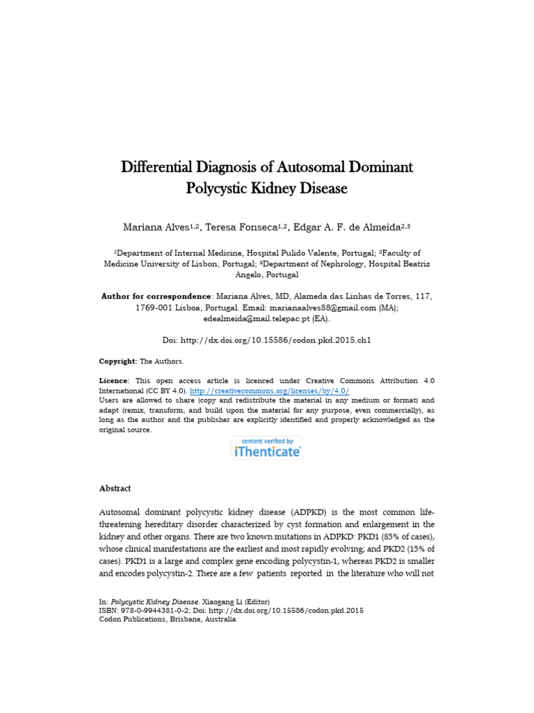 Differential Diagnosis of ADPKD | PDF | Chronic Kidney Disease | Kidney