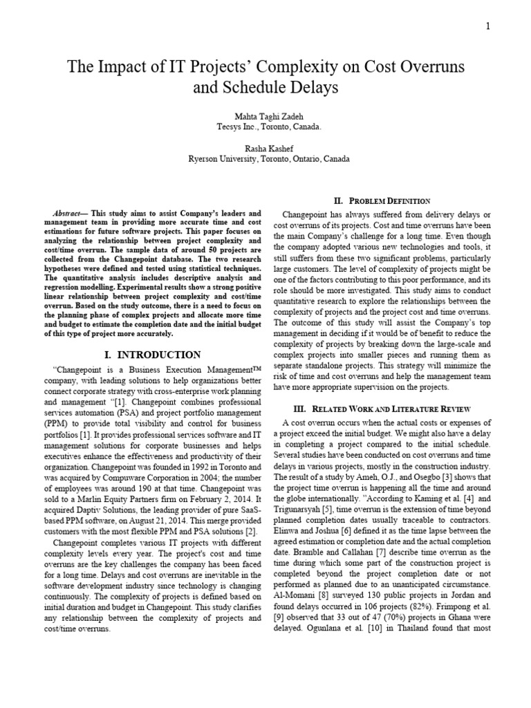 2 - The Impact of IT Projects' Complexity On Cost Overruns - 2022 | PDF ...