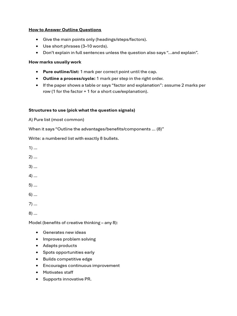 How to Effectively Outline Exam Questions | PDF | Learning ...