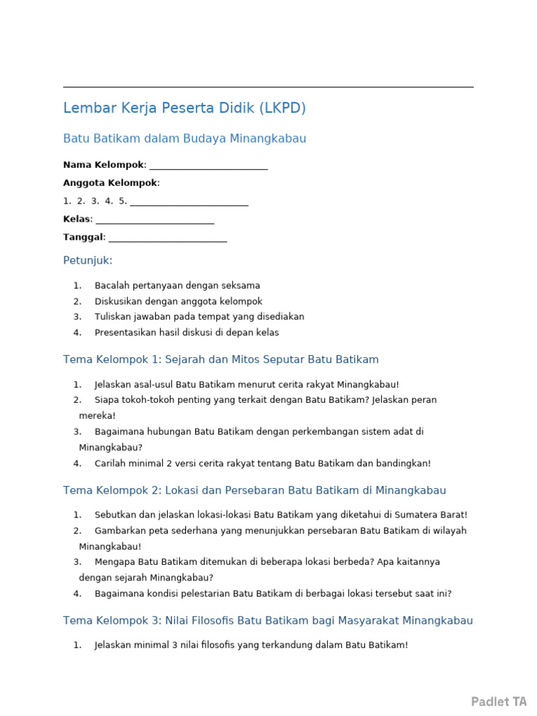 Batu Batikam: Warisan Budaya Minangkabau | PDF