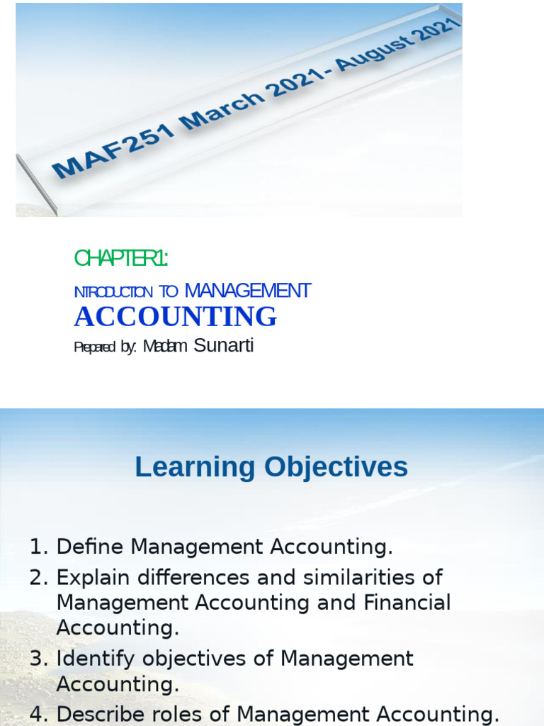 Chapter 1 - Introduction To Management Accounting | PDF | Management Accounting | Accounting