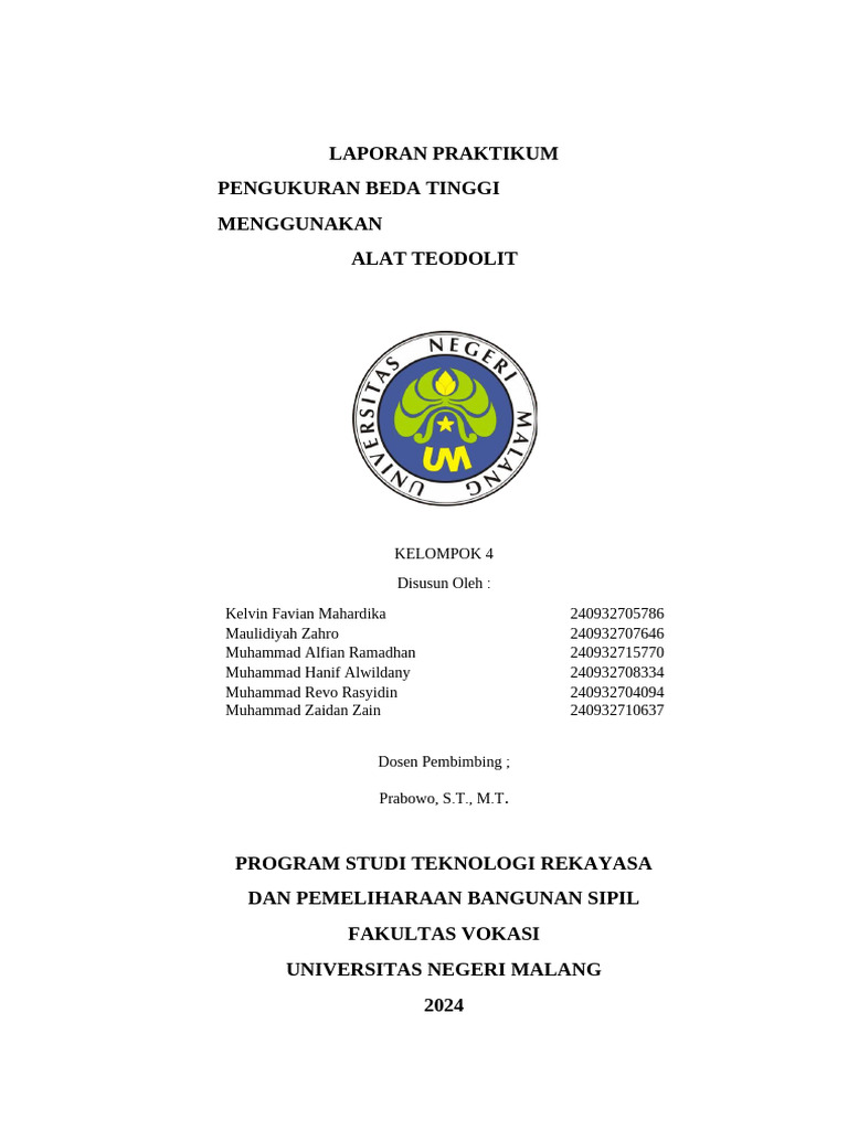 Laporan Ilmu Ukur Tanah Theodolite | PDF