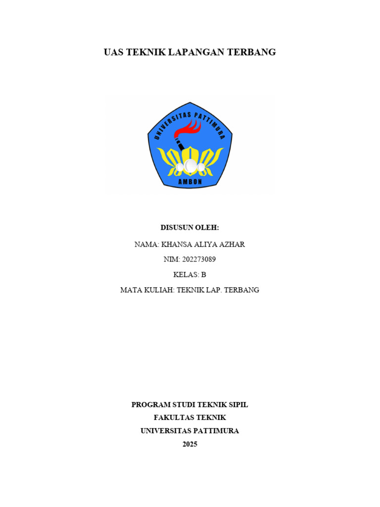 UAS Teknik Lapangan Terbang_Khansa Aliya Azhar_202273089 | PDF