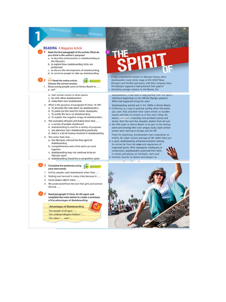 UNIT 1 Reading - A Magazine Article Pages 6-7 | PDF
