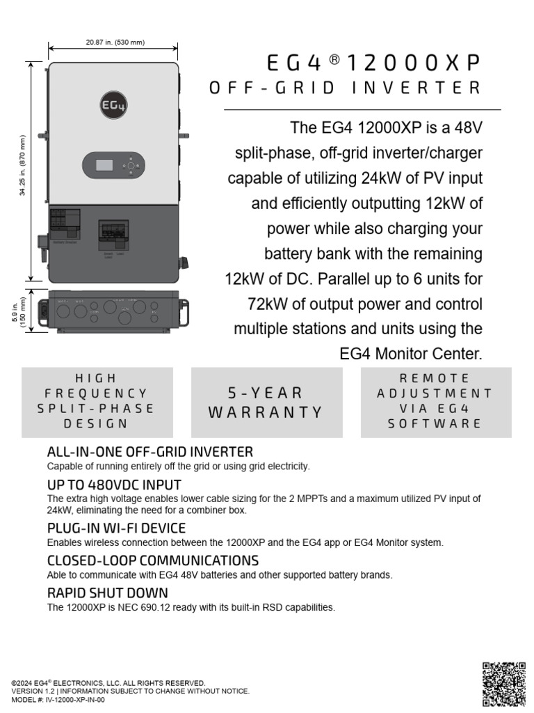 EG4 12000XP Inverter Manual | PDF | Power Inverter | Alternating Current