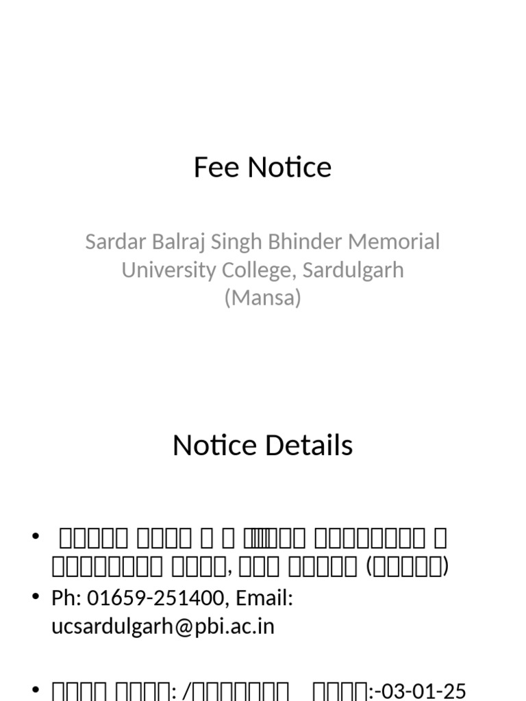 Fee Notice Presentation | PDF