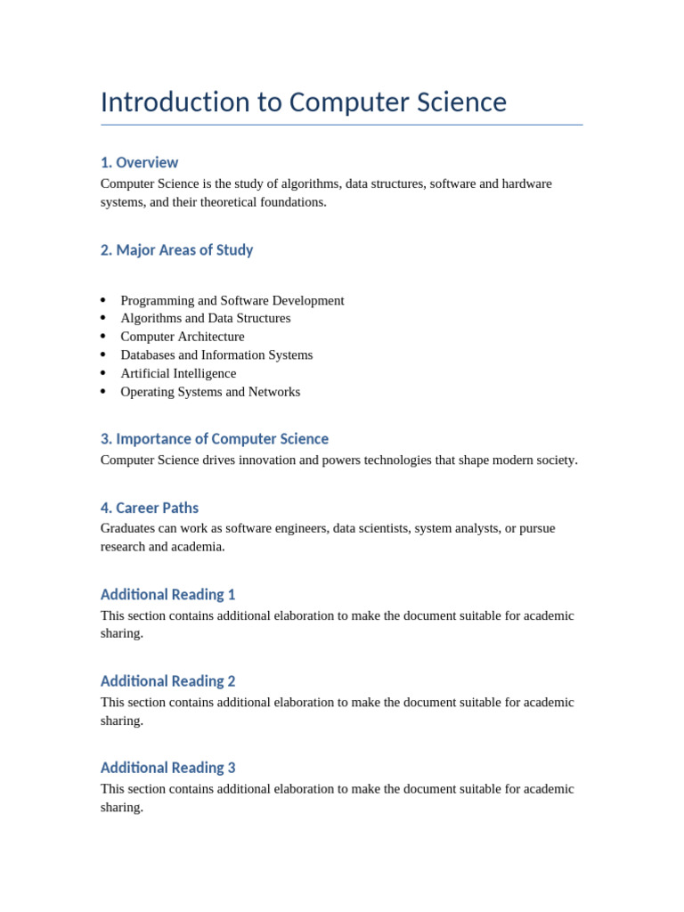 Introduction to Computer Science | PDF