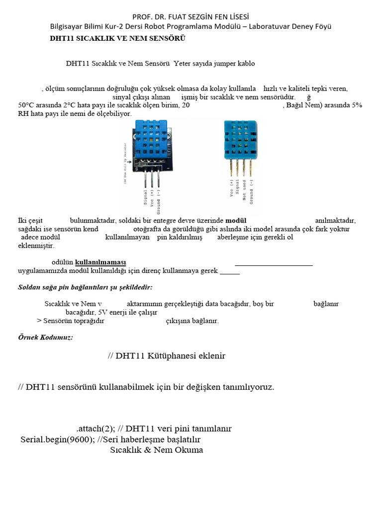 DHT11 Ve Buton Sensörü | PDF