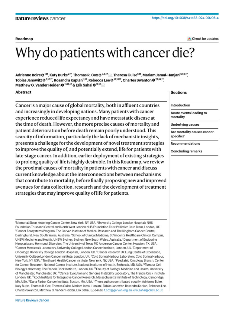 Understanding Cancer Mortality Causes | PDF | Cancer | Metastasis