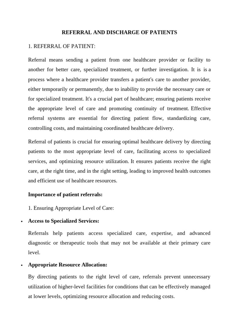 Referral and Discharge of Patients | PDF | Health Care | Patient