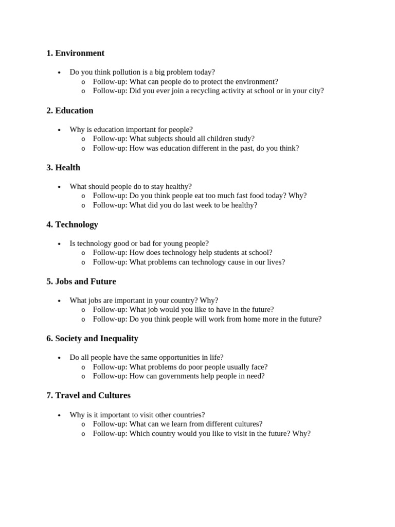 General Speaking Topics for Discussion | PDF