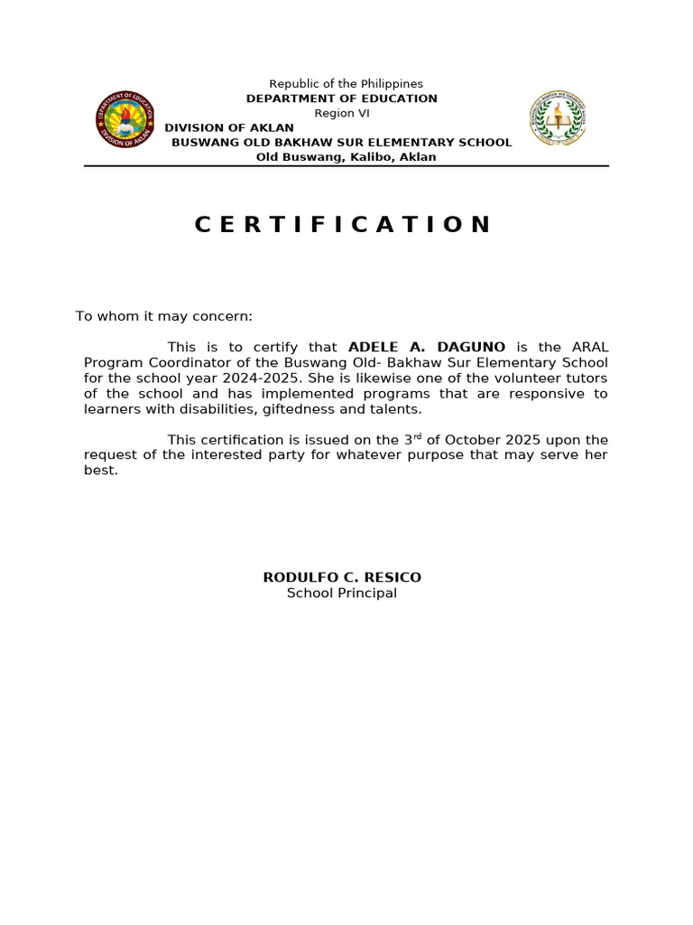 ARAL Program Coordinator Certification | PDF