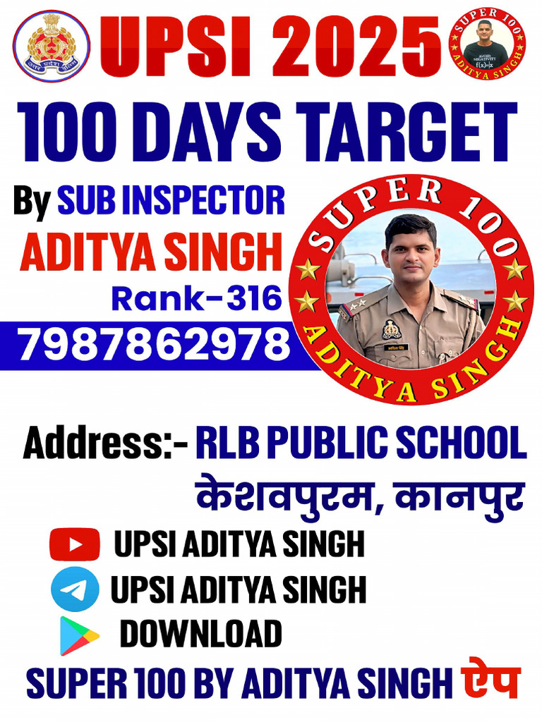 Upsi 100 Days Target by Upsi Aditya Singh | PDF