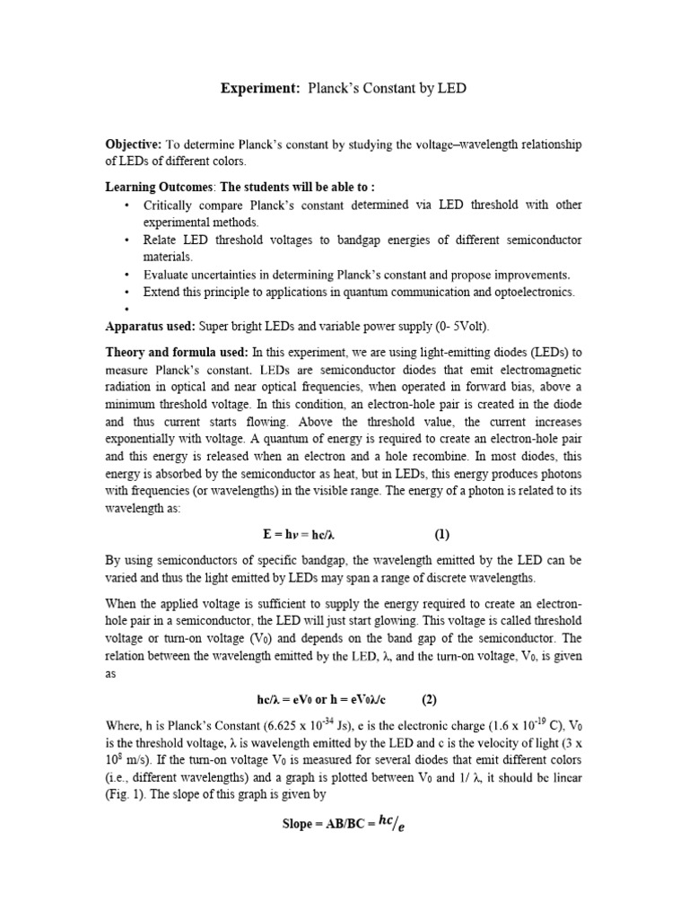 Circuit Diagram for Planck's Constant Experiment | PDF | Light Emitting ...