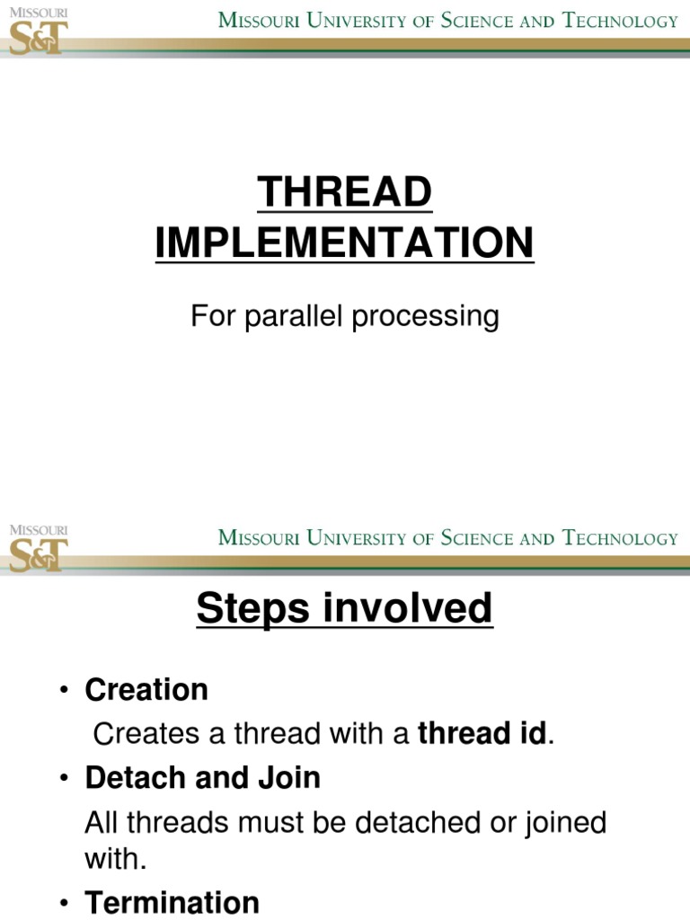Thread Implementation: For Parallel Processing | PDF | Thread (Computing) | Parameter (Computer ...