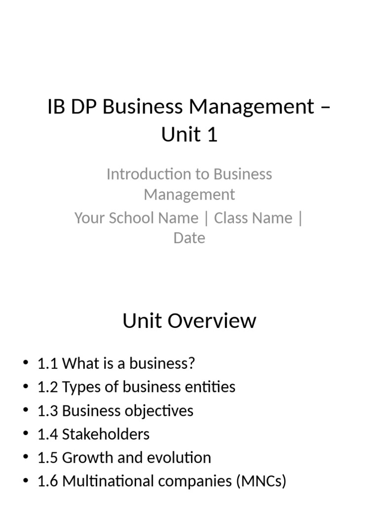 IB DP Business Management Overview | PDF